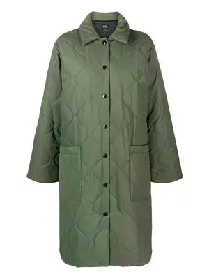 A.p.c. Single-breasted Quilted Coat - Green