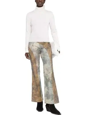MAISON MARGIELA MM6 Maison Margiela Cream Wool Open Back Roll Neck Top Neutrals