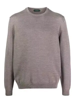 ZANONE Virgin Wool Knitted Crew Neck Jumper - Grey