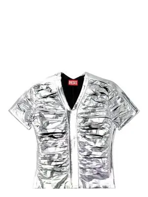 DIESEL® V-neck Ruched T-shirt - Silver