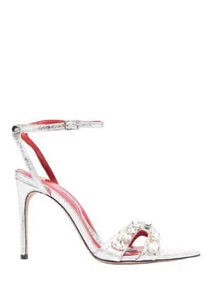 HARDOT 100mm Embellished Booty Sandals - Silver