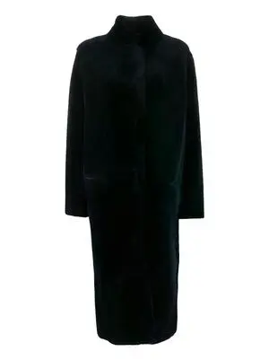 LISKA Reversible Coat In Lambs Wool - Blue