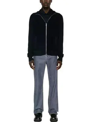 BOSS Cable-knit Cardigan With High Neck - Blue