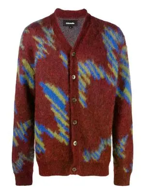Ahluwalia Ongoye" Patterned Intarsia-knit Cardigan - Red