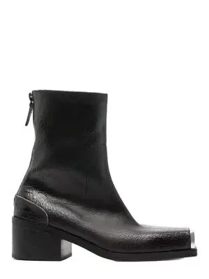 Marsèll Crinkled Leather Boots With Metal Toecap - Black