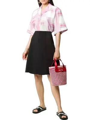 Valentino Garavani Wool Blend Box Pleat Skirt - Black