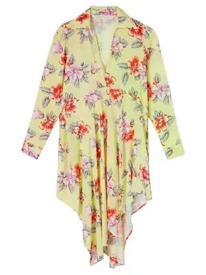 Palm Angels Asymmetrical Floral Shirtdress - Yellow