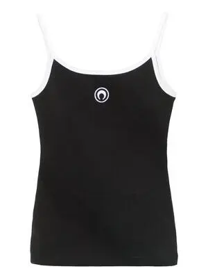 MARINE SERRE Moon Logo Ribbed Tank Top - Black
