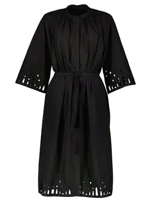 YVES SALOMON Broderie Anglaise Midi Dress - Black