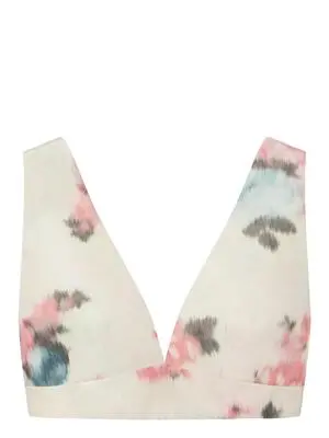 Philosophy Di Lorenzo Serafini V-neck Floral Linen Blend Sleeveless Top - Neutrals