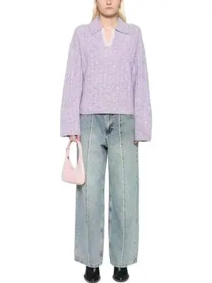 TOUT A COUP Wide-leg Washed Jeans - Blue