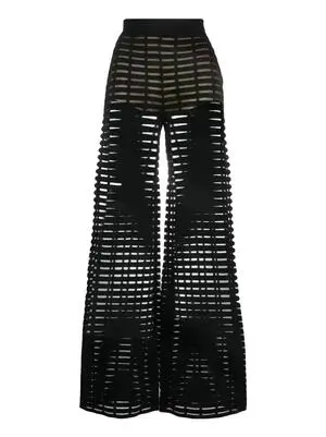 GENNY High-waisted Sheer Wide-leg Trousers - Black