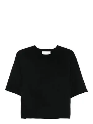 YVES SALOMON Cropped Crewneck T-shirt - Black