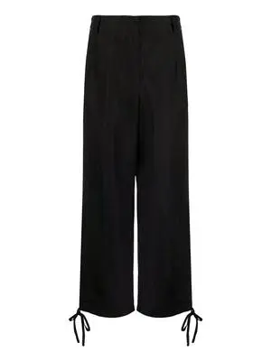 MSGM Cropped Trousers With Tie Cuffs - Black
