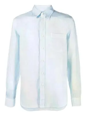120% Lino Button-up Linen Shirt - Blue