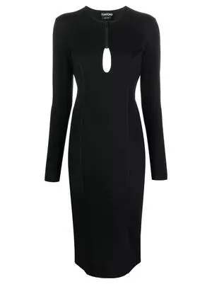 TOM FORD Keyhole Detail Midi Dress - Black