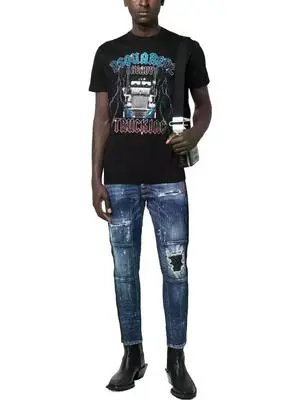 Dsquared2 Graphic-print Cotton T-shirt - Black