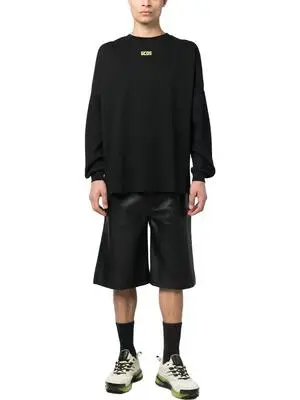 Gcds Long-sleeved Logo-print T-shirt - Black