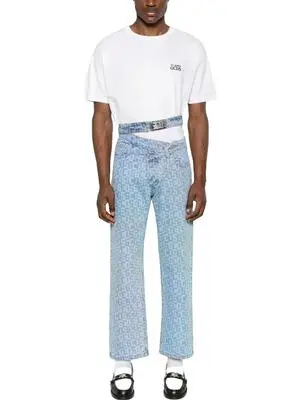 Gcds Logo Print Jeans - Blue