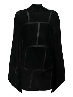 YOHJI YAMAMOTO Yohji Yamamoto Black Cotton Blend Knitted Draped Cardigan-Coat