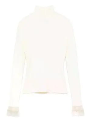 CHIARA FERRAGNI Lurex Detailing High Neck Top - White