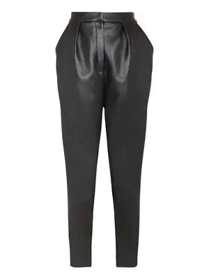 Balmain High-waisted Faux Leather Trousers - Black
