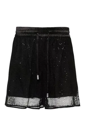 Peserico Embellished Mesh Shorts - Black