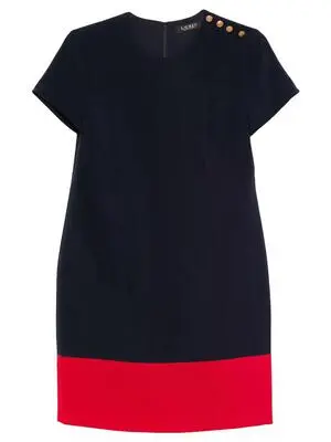 Ralph Lauren Navy Midi Dress With Contrasting Border - Blue