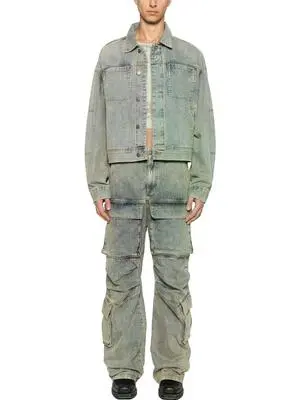 ENTIRE STUDIOS Denim Jacket With Acid Wash And Distressed Finish - Neutrals