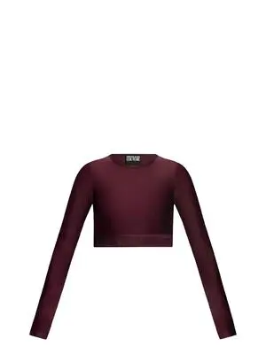 Versace Burgundy Logo-hem Cropped Top - Red