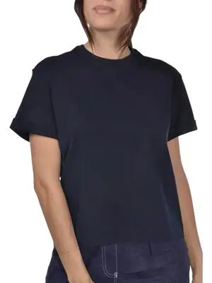 GRAN SASSO Cotton T-shirt With Turn-up Cuffs - Blue