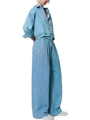 TWINSET Pleat-detail Wide-leg Jeans - Blue