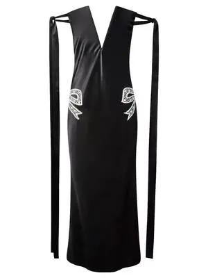 Alejandra Alonso Rojas Alejandra Alonso Rojas Strapless Dress With Tie Sleeves And Lace Detail Black