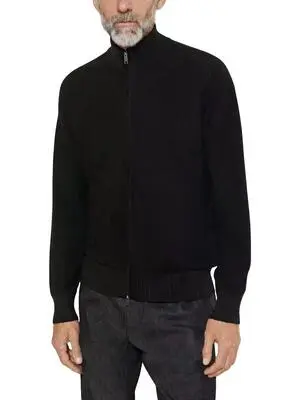 Zegna Cashmere-silk Blend Zip-up Cardigan - Black