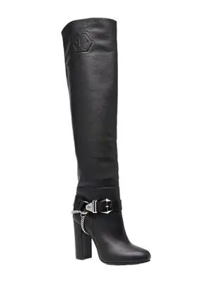 Philipp Plein Buckle-detail Knee-high Boots - Black
