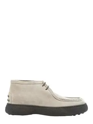 TOD'S Tod's Grey Suede Lace-Up Boots