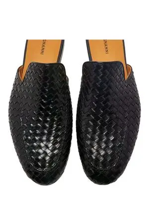 Magnanni Woven Leather Slip-on Slippers - Black