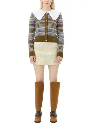GANNI Metallic Cloqué Mini Skirt - Gold
