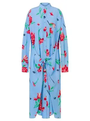 Moschino Floral Print Midi Shirt Dress - Blue