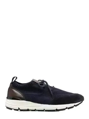 SCAROSSO Suede And Knitted Upper Trainers - Blue