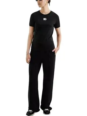Dolce & Gabbana Dg Logo-embroidered Jersey T-shirt - Black