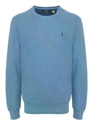 Polo Ralph Lauren Knitted Jumper With Polo Pony Motif - Blue