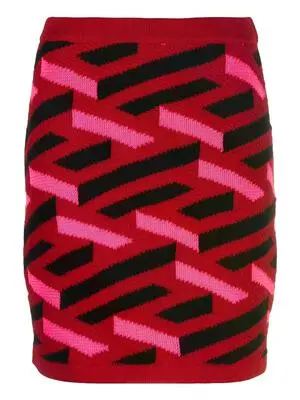 VERSACE Versace Geometric Intarsia Knitted Skirt