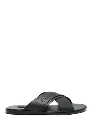 TOM FORD Logo-perforated Slides - Black