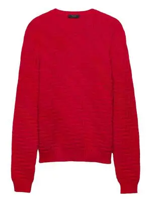 Prada Crew Neck Wool-cashmere Blend Sweater - Red