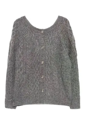 TOUT A COUP Cable Knit Cardigan - Grey