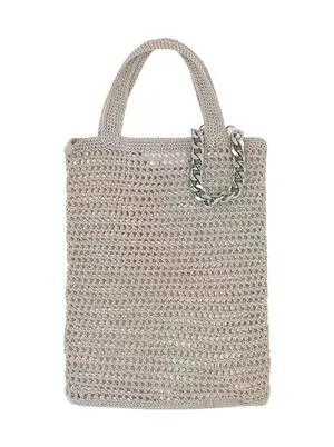 NICCOLO PASQUALETTI Coya Macramé Tote Bag With Chain Detail - Neutrals