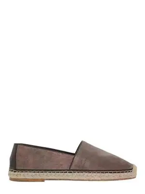 Brunello Cucinelli Suede Espadrilles With Piping Detail - Brown