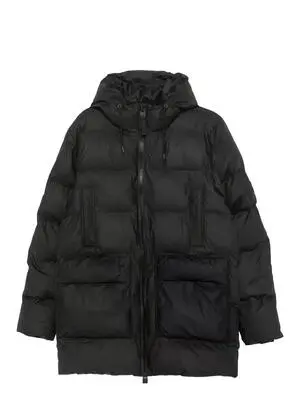 Rains Alta Quilted Padded Coat With Drawstring Hood - Black