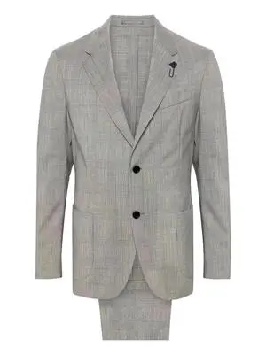 LARDINI Prince-of-wales-check Wool Suit - Black